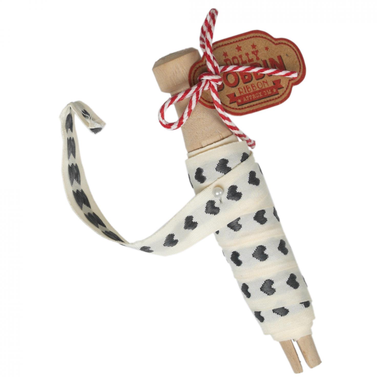 Dolly Bobbin Ribbon Grey Hearts | ﻿Rex London
