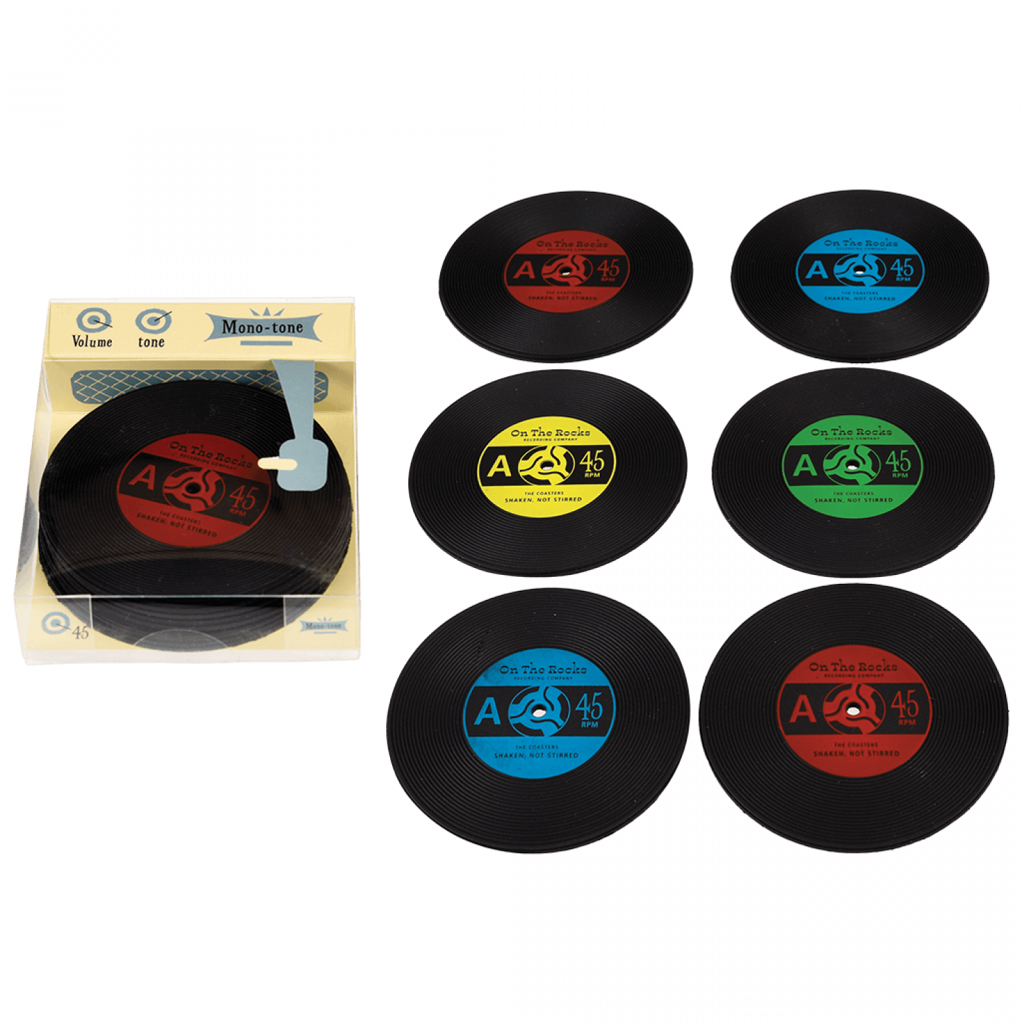 Set Of Six Silicone "Record" Coasters | ﻿Rex London