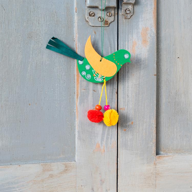 Hanging Paper Bird Decorations With Pom-Poms (set Of 3) | ﻿Rex London