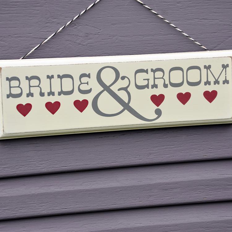 Romantic Wooden Sign Bride & Groom | ﻿Rex London