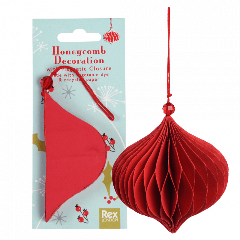 Red Round Honeycomb Christmas Decoration | ﻿Rex London