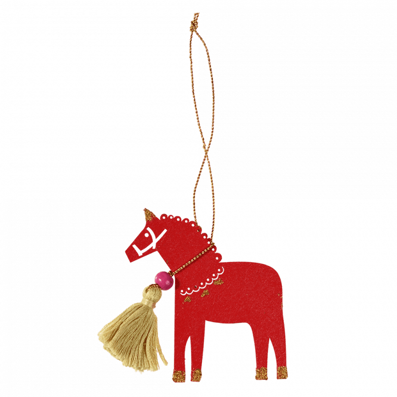 ﻿Wooden hanging Christmas decoration - Red horse | ﻿Rex London