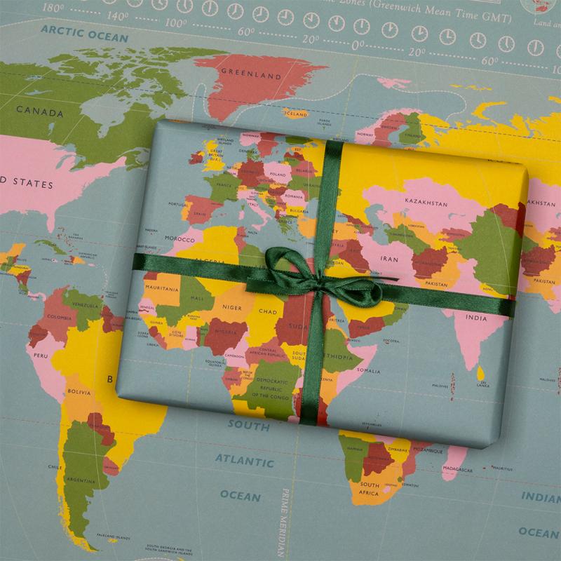 World Map Wrapping Paper (5 Sheets) | ﻿Rex London