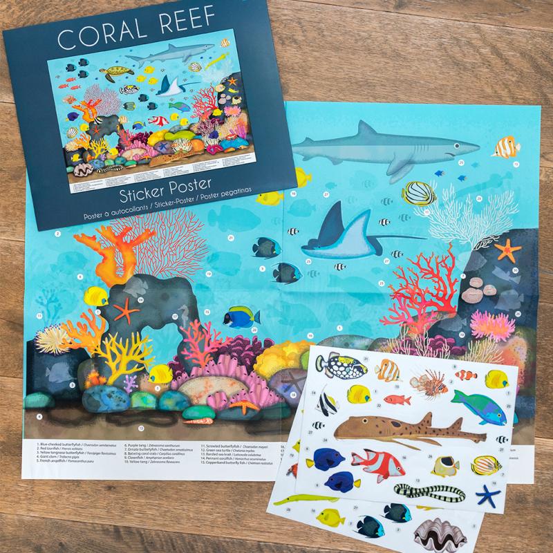 Poster with reusable stickers (50x70cm) - Coral Reef | ﻿Rex London