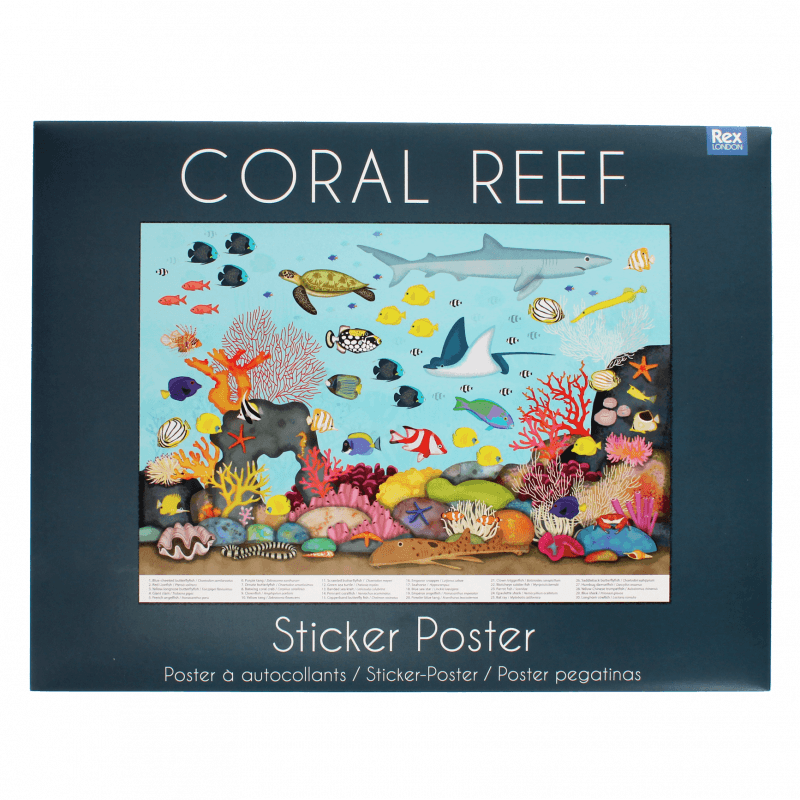 Poster with reusable stickers (50x70cm) - Coral Reef | ﻿Rex London
