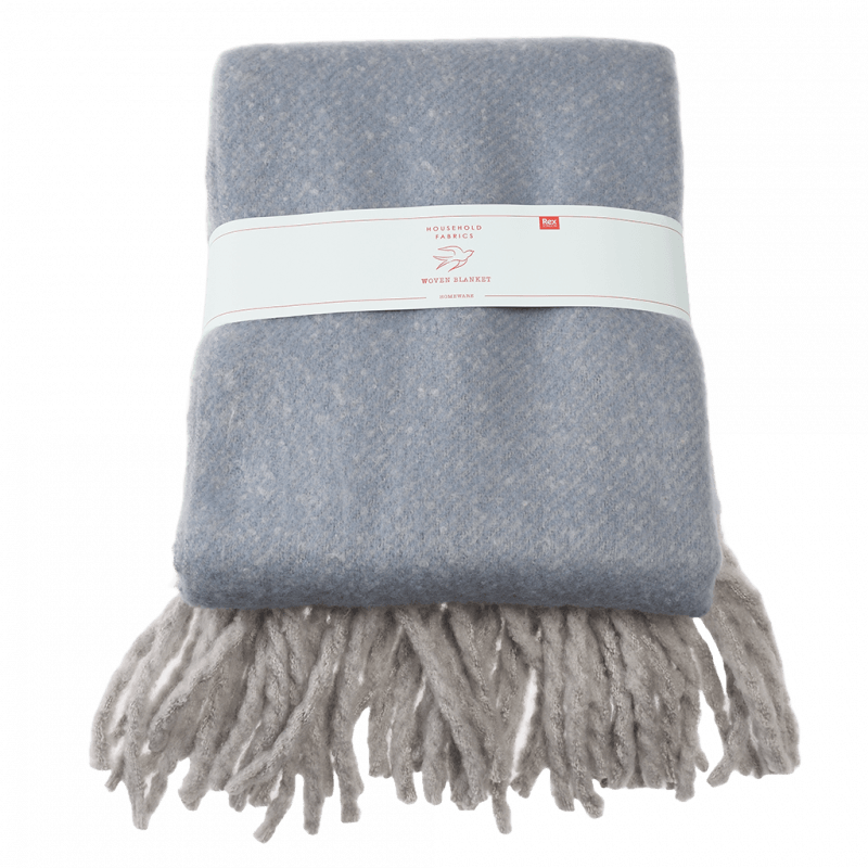 Woven Blanket With Tassels (127 X 152cm) - Light Blue | ﻿Rex London