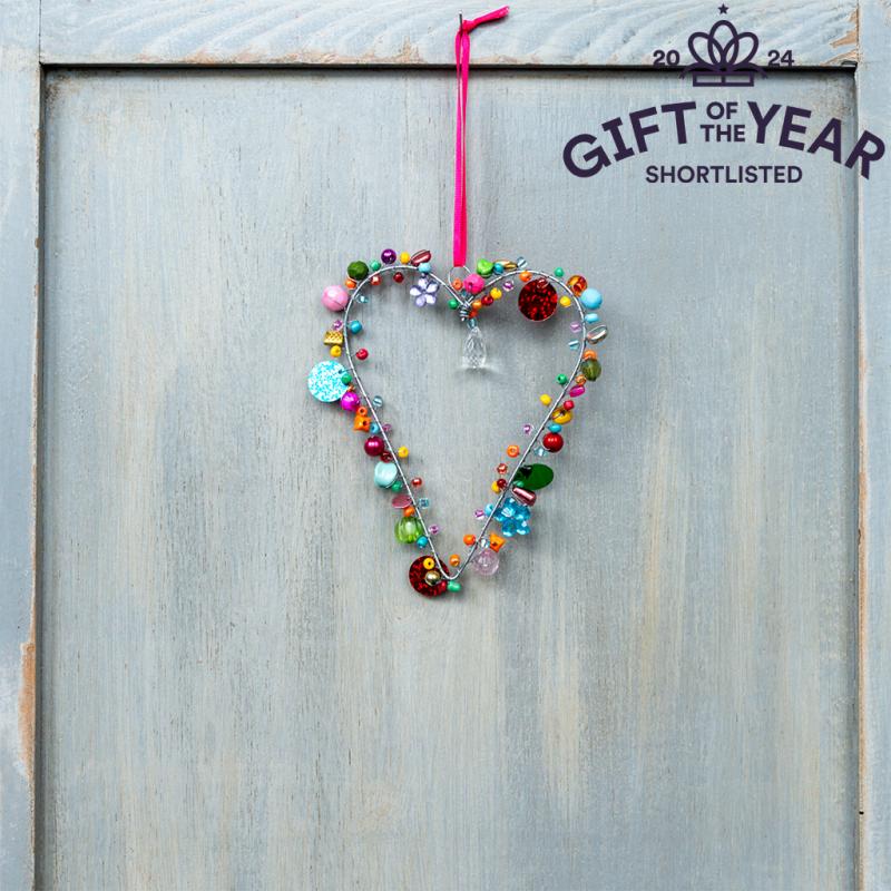 Handmade beaded heart decoration - 9 x 12cm | ﻿Rex London