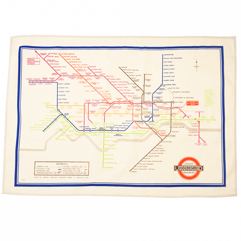 Cotton tea towel - TfL Heritage Tube Map | ﻿Rex London