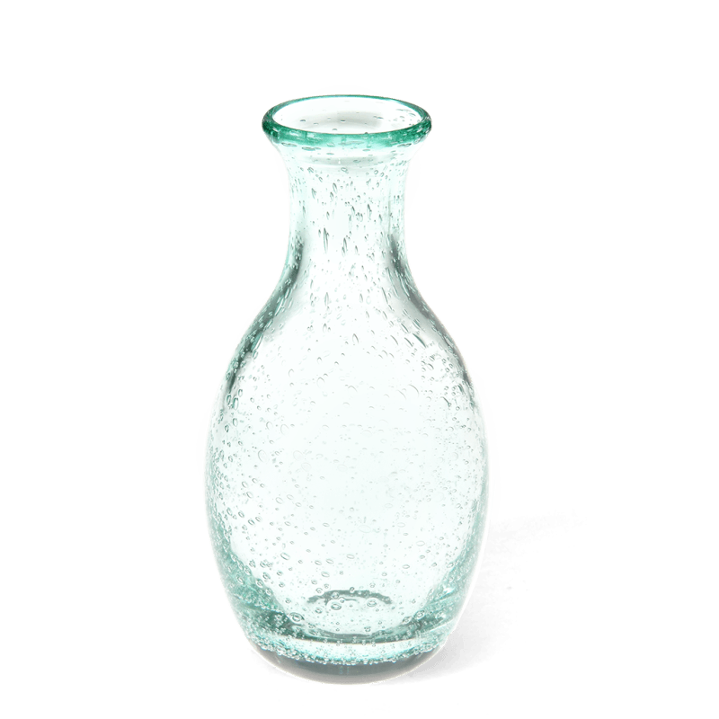 hand Blown Bubble Glass Vase Blue rex London