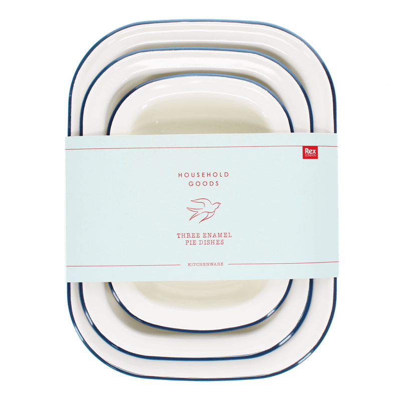 Enamel Pie Dishes set Of 3 Blue Rex London enamel-pie-dishes-set-of-3-blue-rex-london