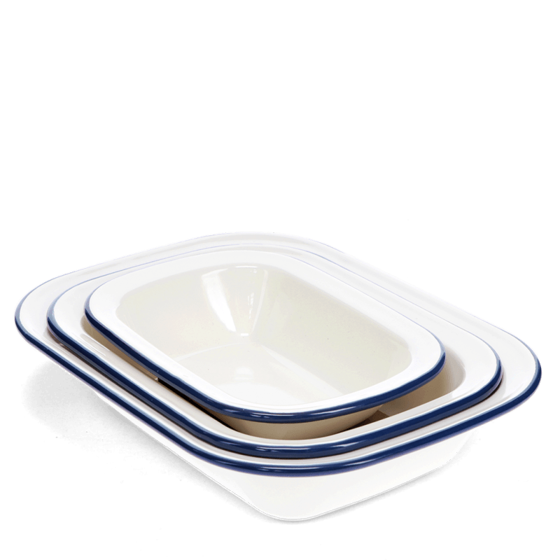 Enamel Pie Dishes set Of 3 Blue Rex London enamel-pie-dishes-set-of-3-blue-rex-london
