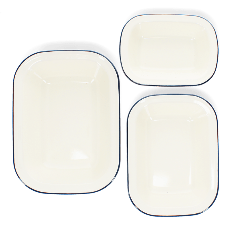 Enamel Pie Dishes set Of 3 Blue Rex London enamel-pie-dishes-set-of-3-blue-rex-london