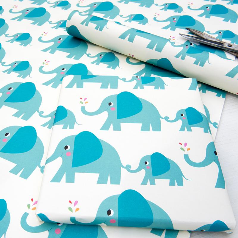 5 SHEETS OF ELVIS THE ELEPHANT WRAPPING PAPER | ﻿Rex London