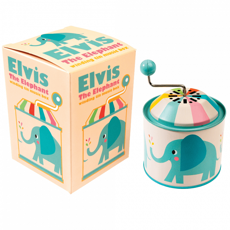 Winding tin music box - Elvis the Elephant | ﻿Rex London