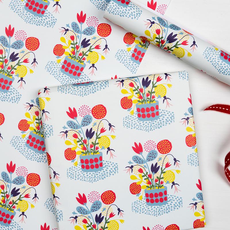 Flower Pot Wrapping Paper (5 Sheets) | ﻿Rex London