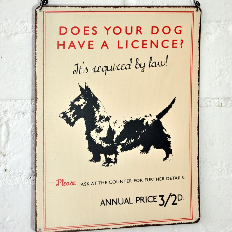 VINTAGE DOG LICENCE METAL SIGN | ﻿Rex London