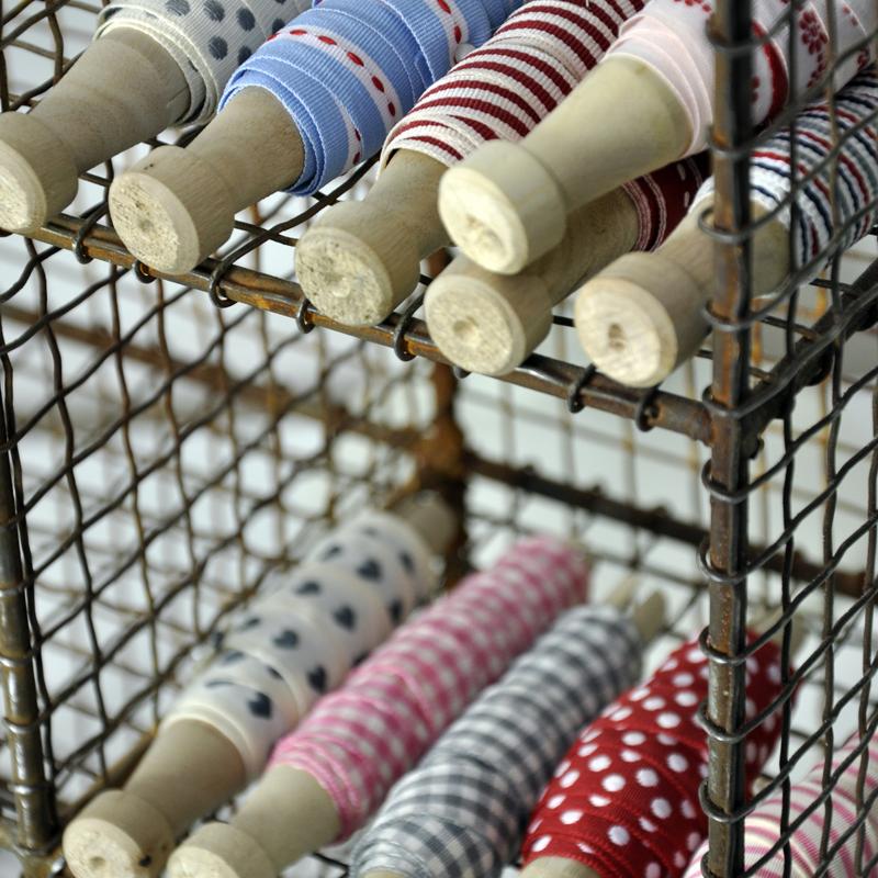 Dolly Bobbin Ribbon Blue Ticking | ﻿Rex London