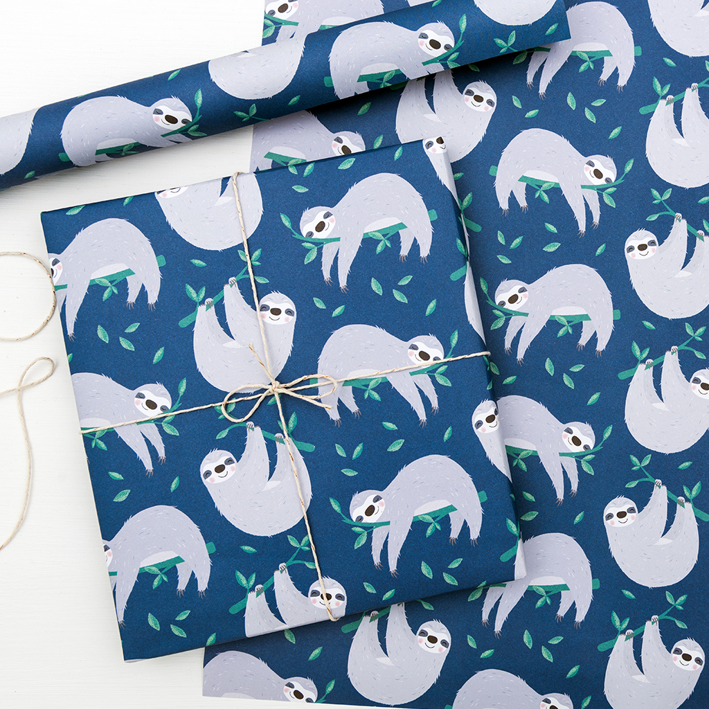 SYDNEY THE SLOTH WRAPPING PAPER (5 SHEETS) | ﻿Rex London