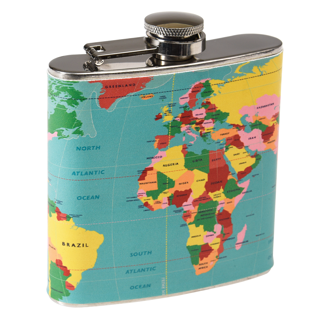 WORLD MAP HIP FLASK | ﻿Rex London