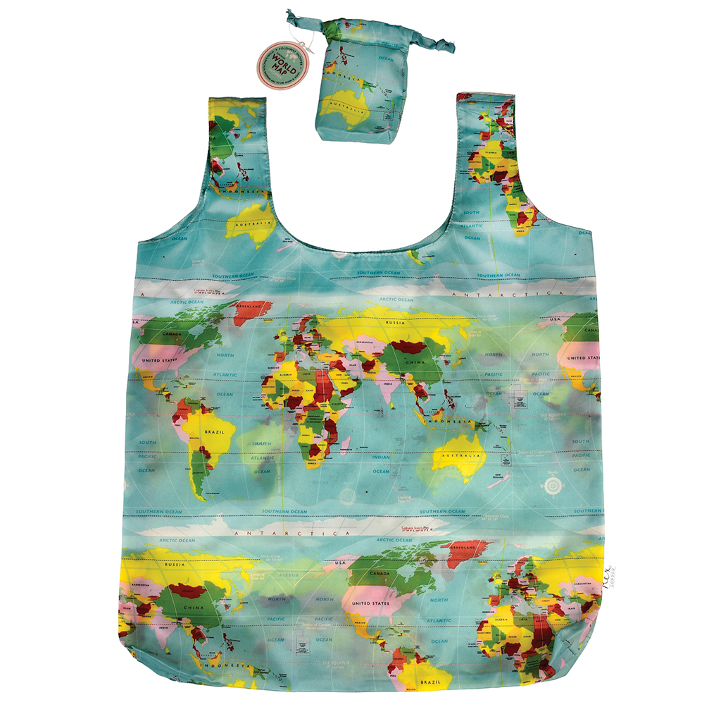 WORLD MAP FOLDAWAY SHOPPING BAG | ﻿Rex London