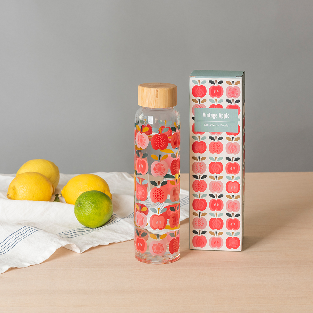 Vintage Apple Glass Water Bottle | Rex London