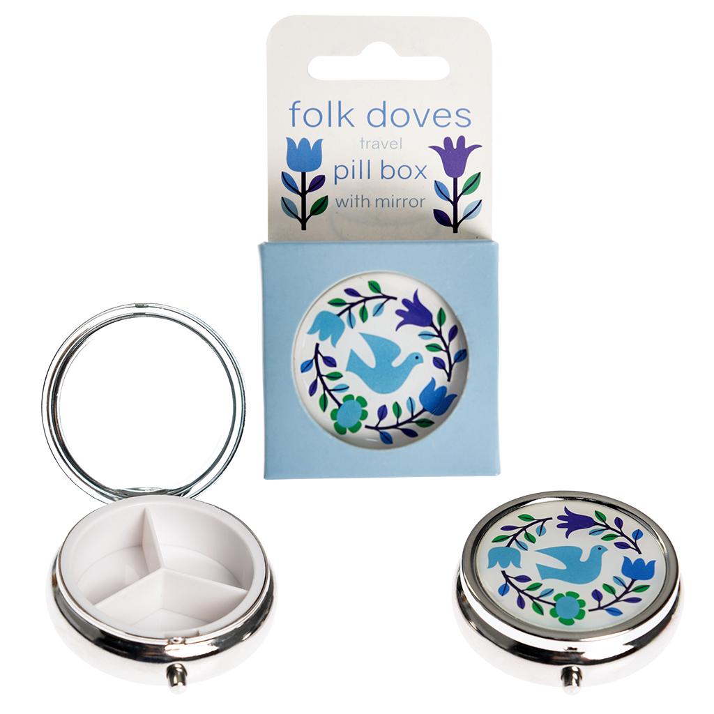Folk Doves Pill Box With Mirror | Rex London