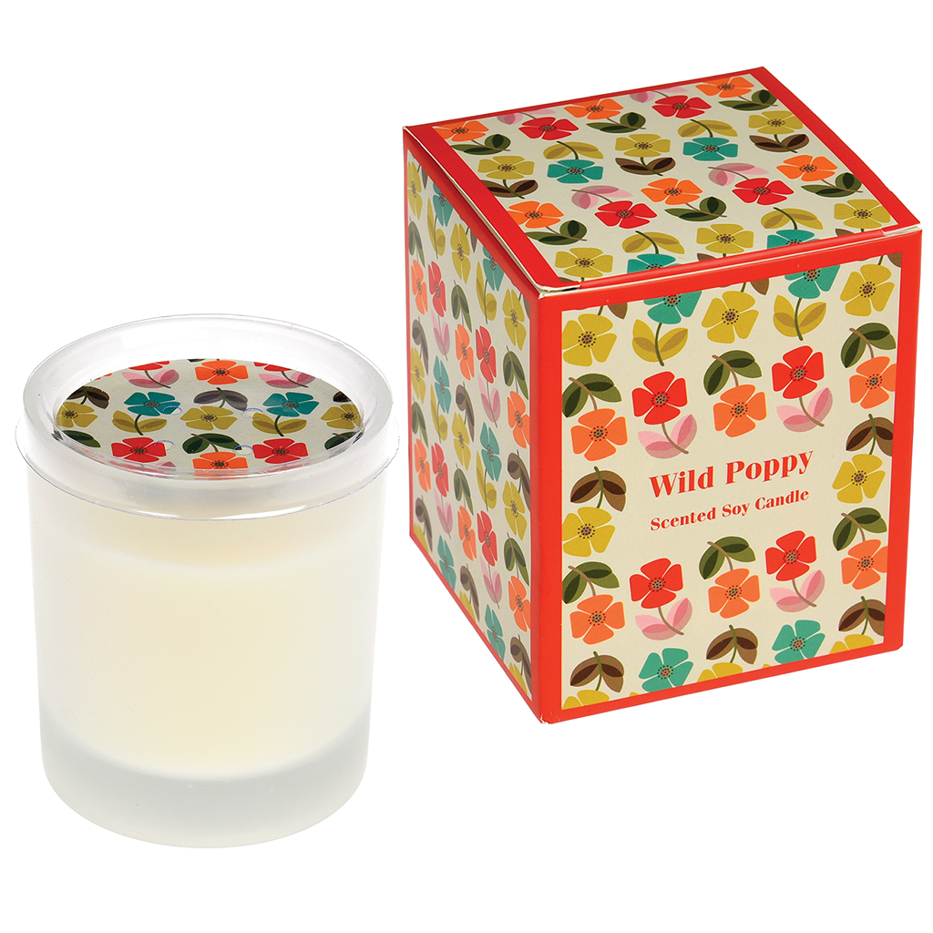 Mid Century Poppy Boxed Scented Candle | Rex London
