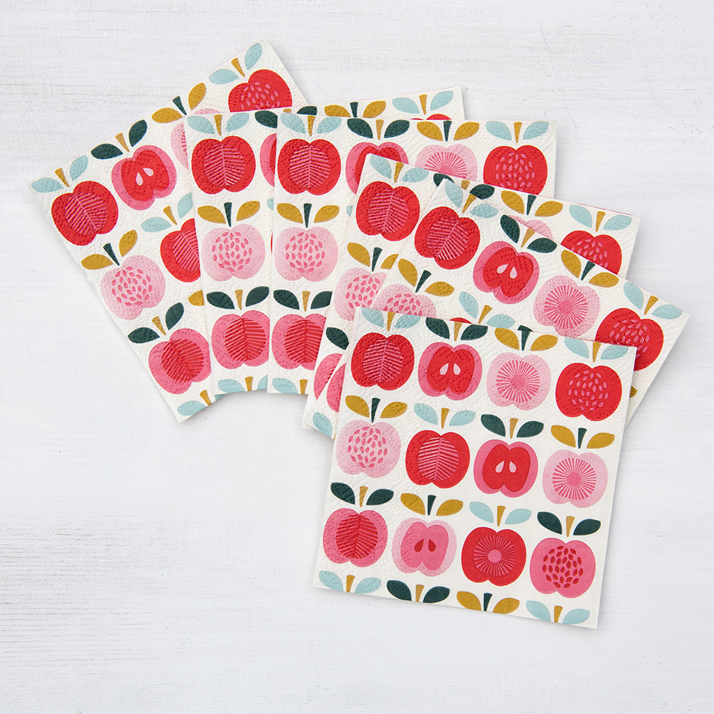 Pack Of 20 Vintage Apple Cocktail Napkins | Rex London