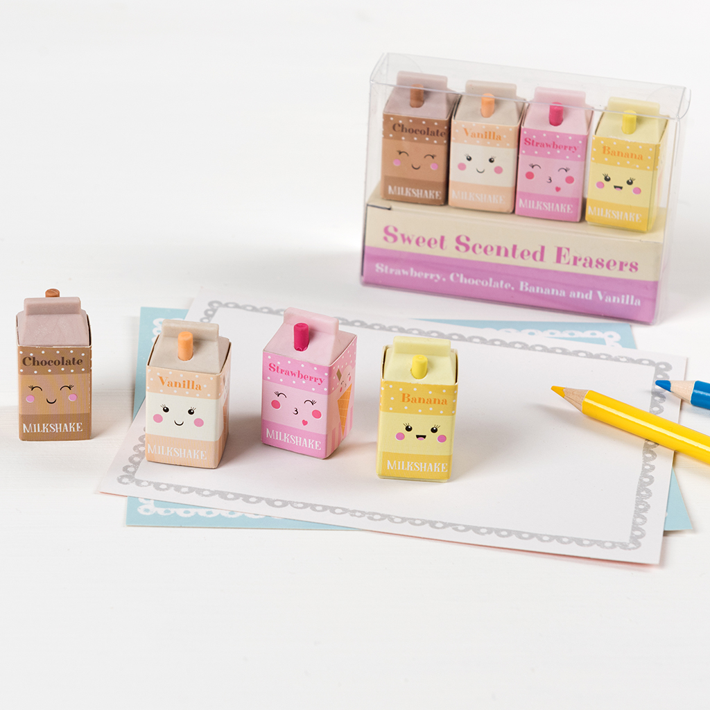 Scented Milkshake Erasers (set Of 4) | Rex London