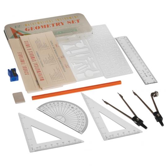 12 Piece Mathematical Instrument Geometry Set In A Tin | Rex London ...