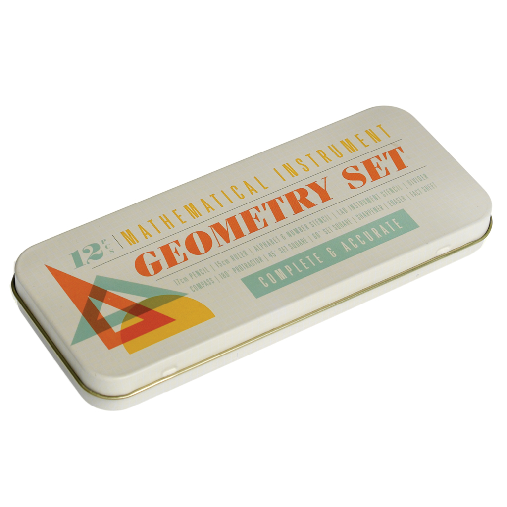 12 Piece Mathematical Instrument Geometry Set In A Tin | Rex London ...