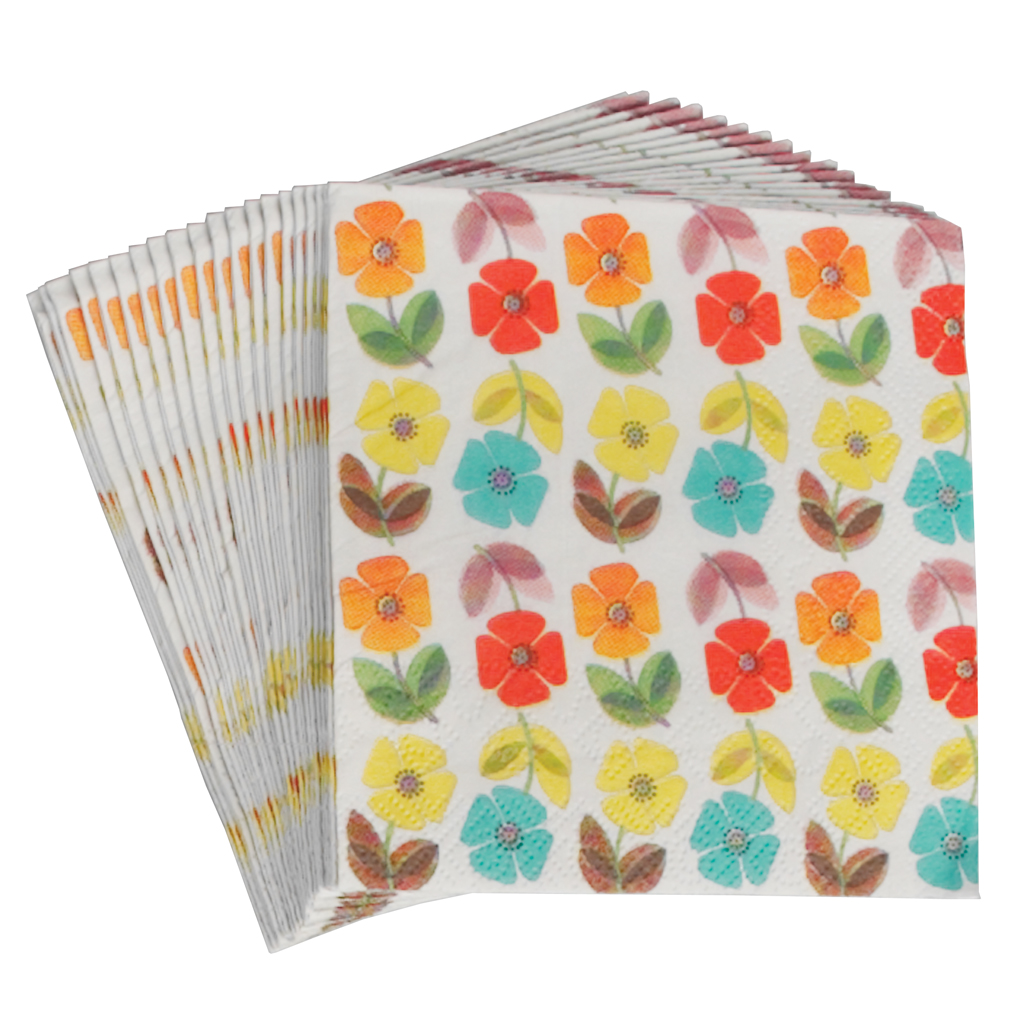 Pack Of 20 Mid Century Poppy Cocktail Napkins | Rex London (dotcomgiftshop)