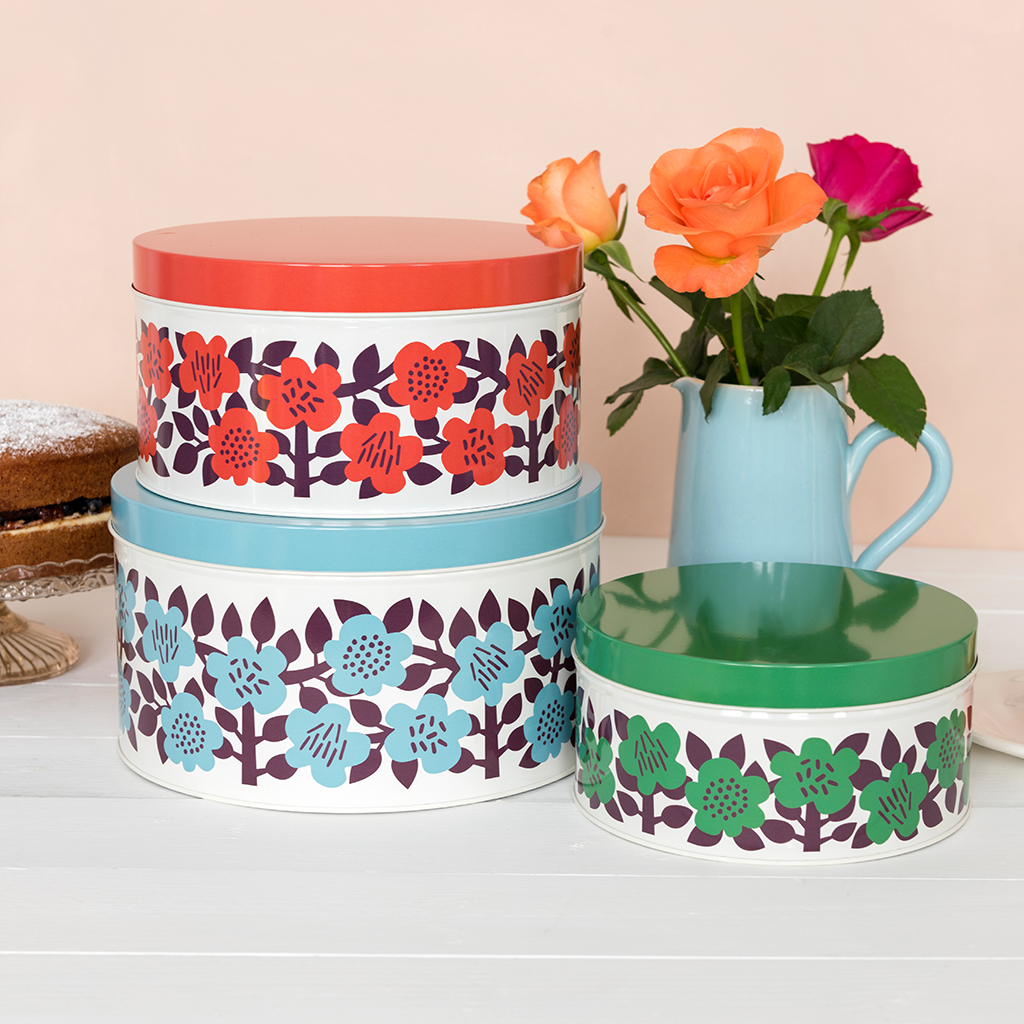 Astrid Flower Round Tins (set Of 3) | Rex London (dotcomgiftshop)