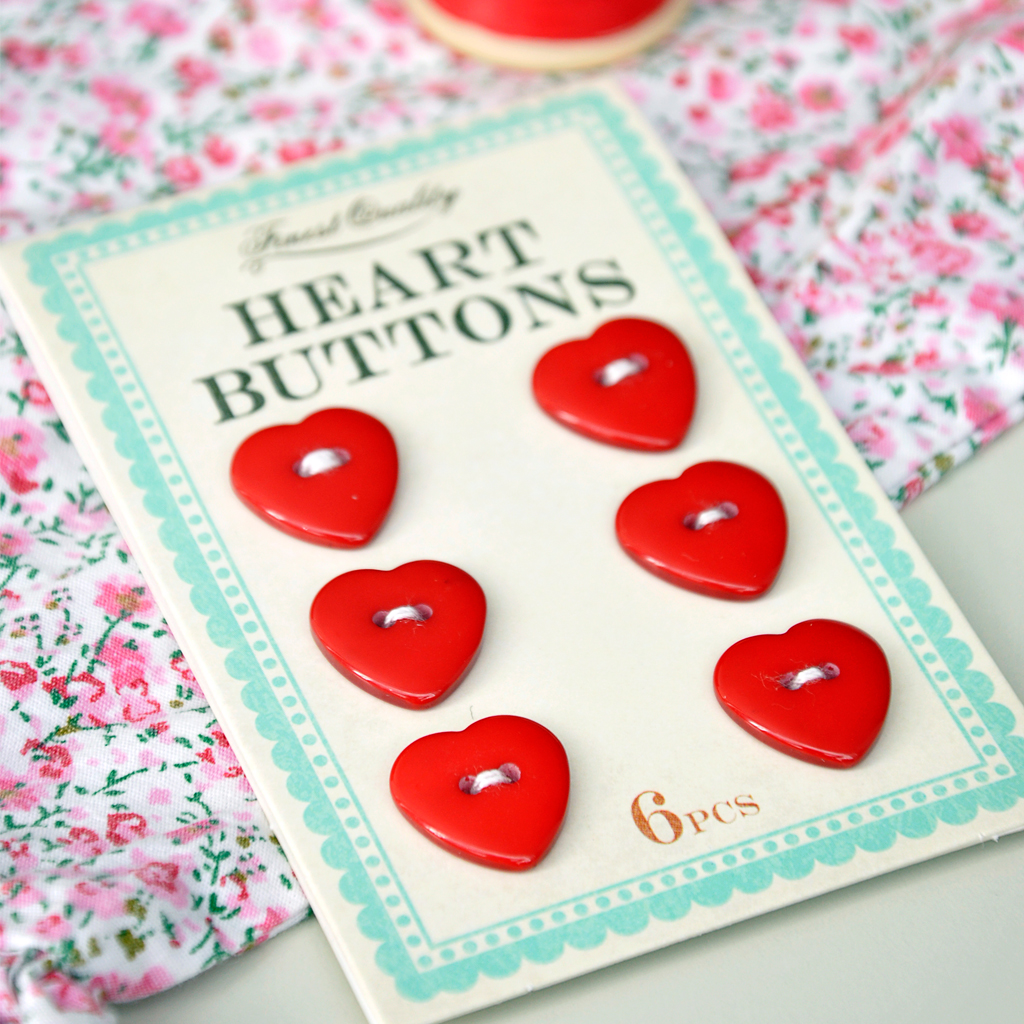 Pack Of 6 Red Heart Buttons | Rex London (dotcomgiftshop)