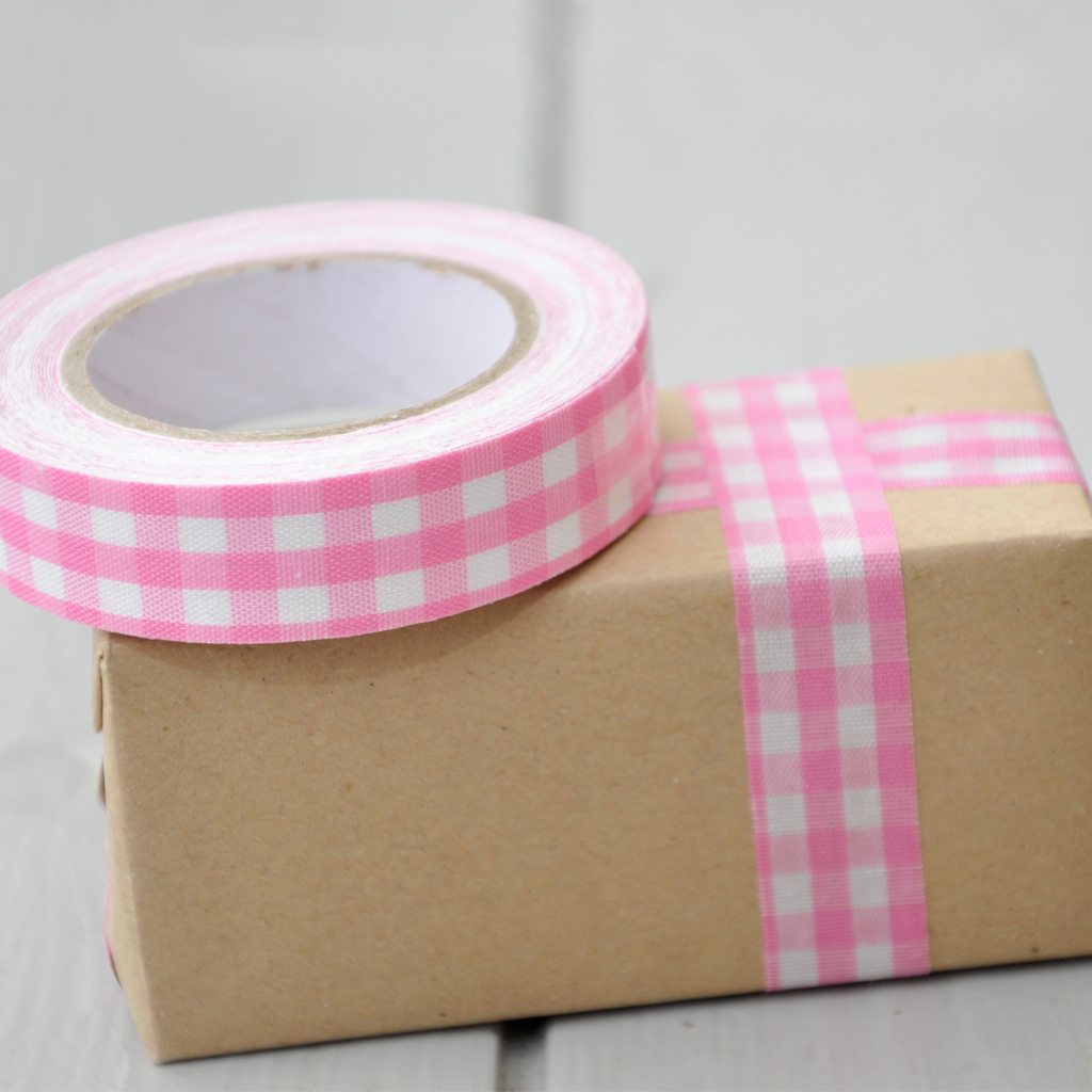 Pink Gingham Fabric Sticky Gift Tape | Rex London (dotcomgiftshop)