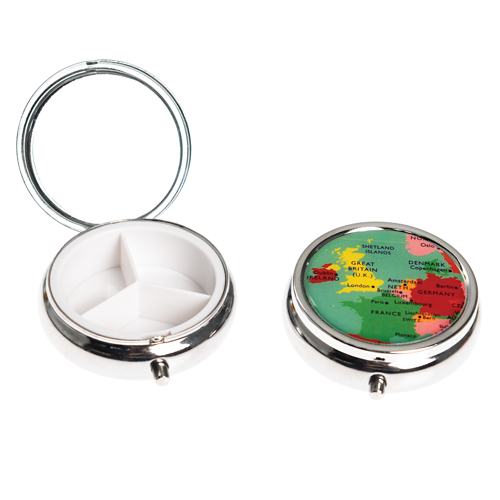 World Map Pill Box With Mirror | Rex London