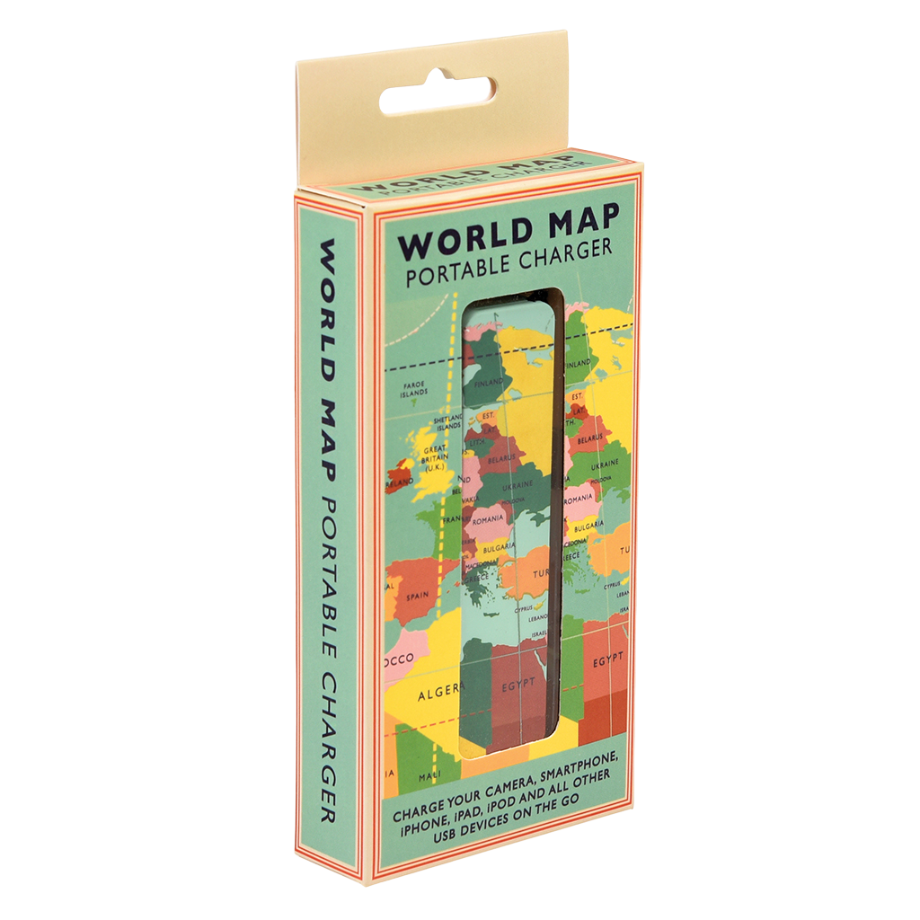 World Map Portable Usb Charger | Rex London