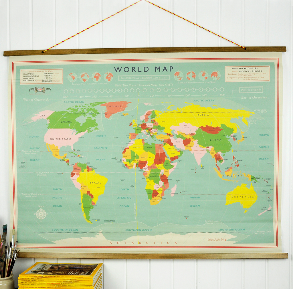 World Map Wall Chart | Rex London (dotcomgiftshop)